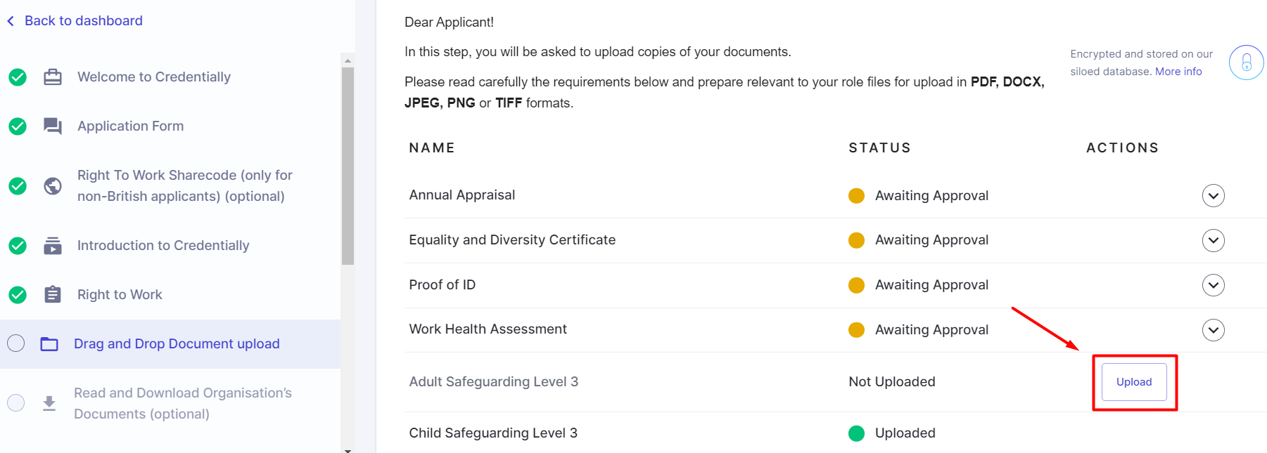 Uploading documents when onboarding